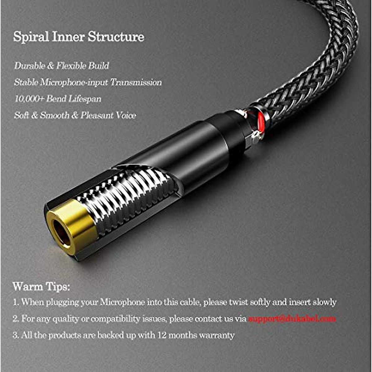 DUKABEL DC4 3.5mm TRS to TRRS Adapter Cable, Microphone Audio Adapter, TRS Female to TRRS Male Converter for Smartphone, PS4, Tablet, Laptop