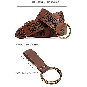 SUMGOGO Skirt Hikes Renaissance Medieval Keyring Belt Hook Loop Wrist Waistband Accessory Ren Faire LARP Cosplay Costumes (Brown With Belt)