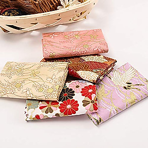5PCS Floral Cotton Fabric Bundles 7.9 x 9.8 in Sewing Rectangular Bundle, Multi-Color Fabric Patchwork Fat Quarters Precut Fabric Scraps for Christmas DIY Quilting, 03