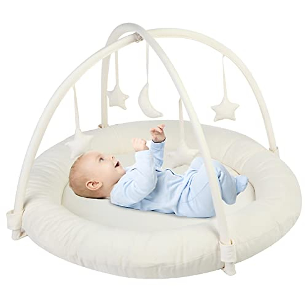 Beright Baby Gym, Baby Play Gym with Movable and Detachable Hoops, Baby Activity Center with Hanging Out Toys in Shape of a Moon and Stars, Perfect Newborn Toys