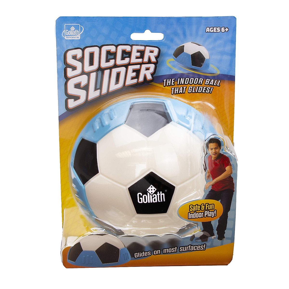 Goliath Sports Soccer Slider Soft Soccer Ball Shaped Foam Slider Effortlessly Glides Over Smooth Surfaces - for Indoor Game Play, Blue