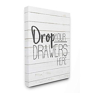 Stupell Industries Drop Your Drawers Bathroom Laundry Black and White Design Decorative Wall Hangings, Multi-Color