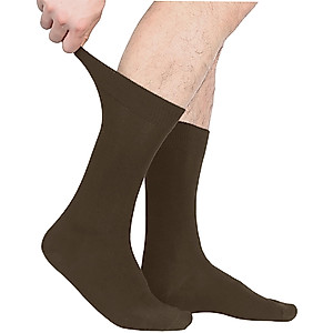 BampooPanPa Men's Max Cushioned Crew Socks, 4 Pair Comfortable Crew Men Socks, Seamless Stretchy Casual Sports Socks, Brown(4 Pairs),9-11