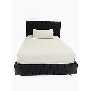 Upholstered Bed Frame with Storage, Faux Leather Platform Bed Frame, No Box Spring Needed, Black-Full