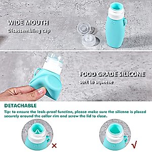 Webake 3oz Squeeze Salad Dressing Bottles with Cleaning Brush, 4 Pack Small Salad Dressing Container to Go