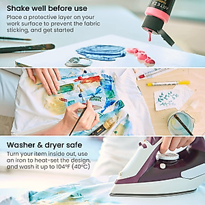 ARTEZA Fabric Paint, Set of 14, Permanent Acrylic Paint, Textile Paint for Drawing on T-Shirts, Denim, Cotton, Linen, and Mixed Fabrics