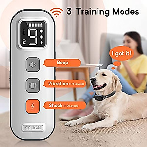 Dog Training Collar with Remote 2000Ft, BUUOC Electric Dog Shock Collar with 3 Safe Training Modes, Beep, Vibration and Shock (White) (White)