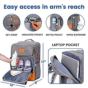 PILLANI Diaper Bag Backpack, Baby Bag for Boys & Girls,Diaper Backpack,Large Baby Diaper Bag for Mom & Travel w/Changing Pad