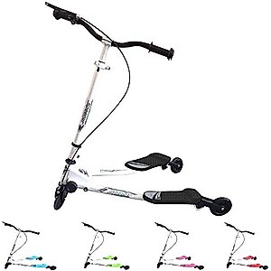 CROFULL Y Flicker Scooter for Kids, Foldable Y Fliker Swing Wiggle Scooter with Adjustable Handle, 3 Wheel Push Drifting Scooter for Boys Girls Age 3-10