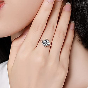 StarGems 1ct Moissanite 925 Sterling Silver Platinum Plated Hollow-out Heart Setting Romantic Two Prong Ring B4438-1ct-8
