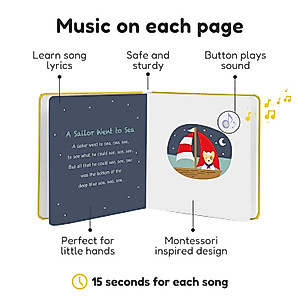 Cali's Books Nursery Rhymes Musical Book. Press, Listen and Sing Along! Best Interactive Sound Book for Toddlers 1-3. Award Winner Toy (I Like The Flowers Nursery Rhymes)