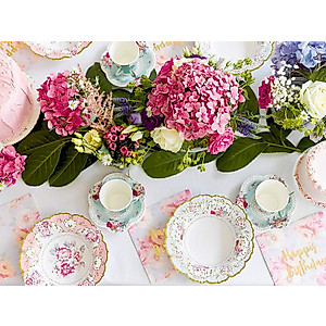 Talking Tables Truly Scrumptious Vintage Floral Paper Bowls in 2 Designs for a Tea Party or Birthday, Blue/Pink (24 Pack)
