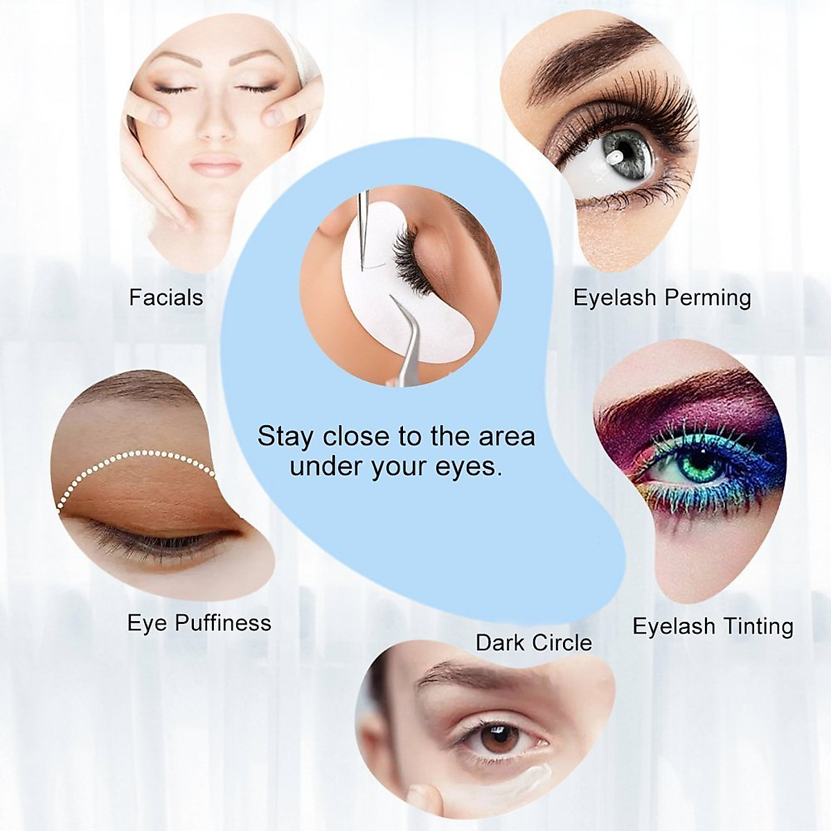 COOSKIN 100 Pairs Eye Gel Patches, Lint Free Eye Gel pads for Eyelash Extension Pads,Eye Mask Beauty Tool (Girl)