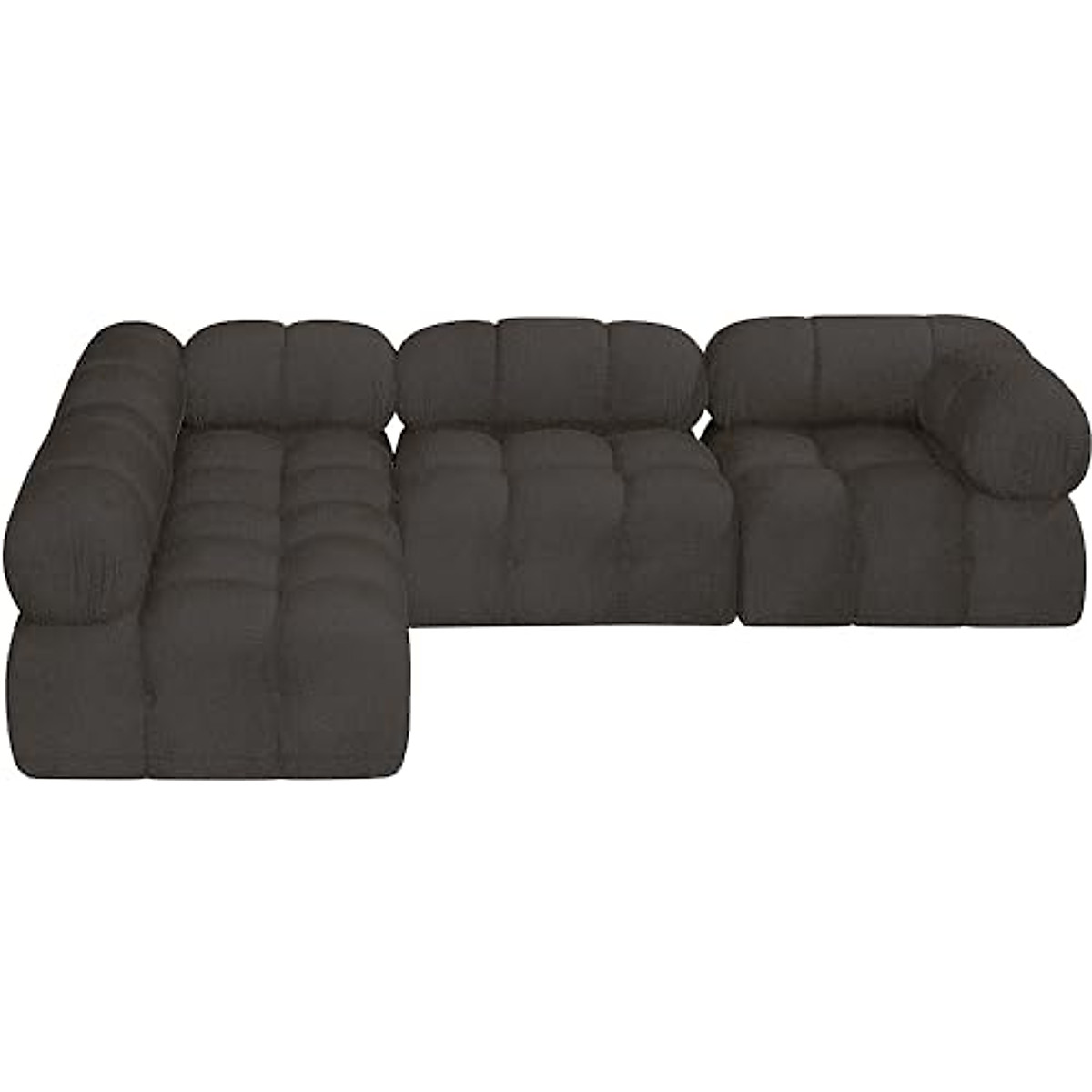 Meridian Furniture 611Brown-Sec4A Ames Collection Modern | Contemporary Modular Sectional with Rich Brown Boucle Fabric, Modular to Create Infinite Configurations, 102" W x 68" D x 28" H, Brown