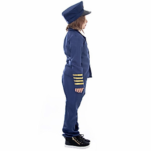 Kids Airline Pilot Halloween Costume - Dress Up, Pretend Play (Medium)