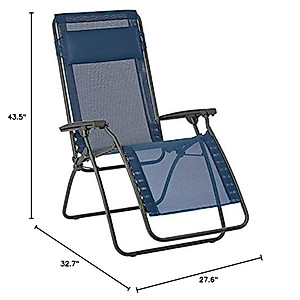 Lafuma R-Clip Zero Gravity Patio Recliner (Ocean Blue Batyline Canvas) Outdoor Folding Lounge Chair