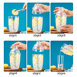 Cedilis 4 Pack Plastic Shaker Cocktail, 700cc / 24 oz Bar Tool for Milk Wine Mixing, Hand Drink Mixer with Scales, Clear Boba Tea Shaker Cup