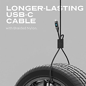 Statik TruCharge 100W USB C Cable with LED Digital Display and Silicone Organizer - Super Fast Charging Cable Type USBC to USBC - High Speed USB C 100W Cable with BlitzCharge Technology, 6FT/2M