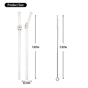 8 PCS Glass Straws with Design Reusable Straws with 2 Cleaning Brush Colorful Glass Straws Shatter Resistant Bar Accessories for Cocktail, Smoothies, Milkshakes, Juice (2 Styles)