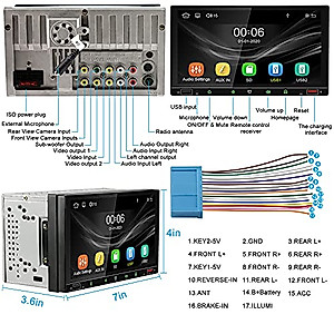 YUANTING Newst Double Din Car Stereo with Voice Control Carplay and Android Auto,7 Inch Capacitive HD Touchscreen,Bluetooth，Mirror Link, Subwoofer，Waterproof Backup Camera/SWC/AM/FM/2USB