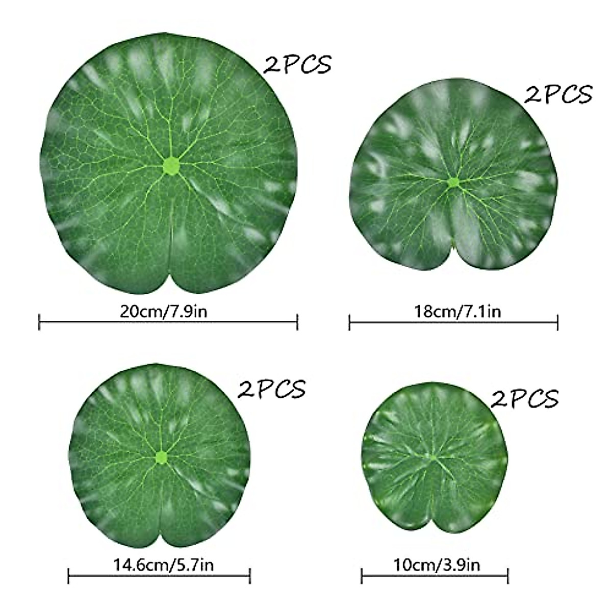 8 Pcs Aquarium Plants Live, 4 Size Artificial Floating Foam Lotus Leaves, Water Lily Pads Ornaments, Perfect for Patio Koi Fish Pond Pool Aquarium Home Garden Wedding Party Special Event Decoration