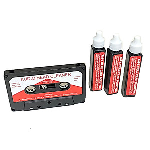 Audio Tape Cassette Head Cleaner w/ 3 Cleaning Fluids Care Wet Maintenance Kit by Alazco