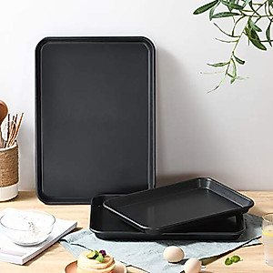S·KITCHN Bakeware Set, Nonstick Black Cookie Sheets for Oven, Half/Jelly Roll/Quarter Baking Trays, Commercial Grade Baking Pan Set, Dishwasher Safe - 3 Pieces