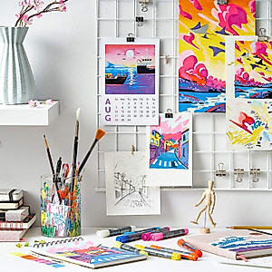 ARTEZA Oil Based Paint Markers, 12-Pack, White, 1.3 mm Line, Permanent Pens, Waterproof Craft and Art Supplies for Stone, Wood, Glass, Metal, Canvas