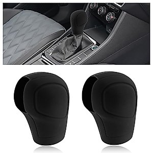 SSNNUU 2PcsSilicone Car Gear Shift Cover,Anti-Slip Automatic Gear Shift Knob Stick Protector for Man&Women Car Decor,Universal Interior Car Accessories for Car SUV Truck (Black), 2.20x1.84x3.15inch