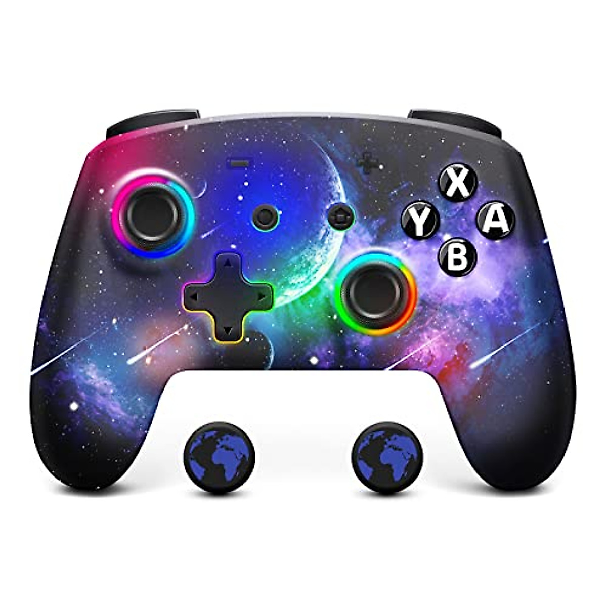 AchiIles Switch Pro Controller, 9 Colors RGB Lights with BackButton/Dual Vibration/6-Axis Motion Wireless Control for Switch/Switch Lite/Switch OLED,5 Levels Adjustable Vibration