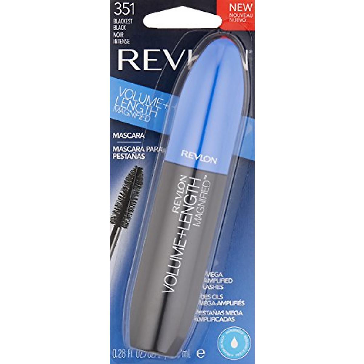 Revlon Volume + Length Magnified Mascara - Waterproof, Blackest Black, 0.28 fl oz