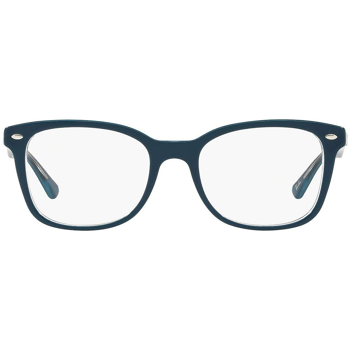 Ray-Ban RX5285 Square Prescription Eyeglass Frames, Turquoise On Transparent/Demo Lens, 53 mm