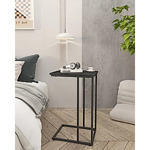 Innerjoin C Shaped End Table, C Side Table for Sofa, Couch and Bed, Tv Tray Table fits Small Space, Living Room Bedroom, Black