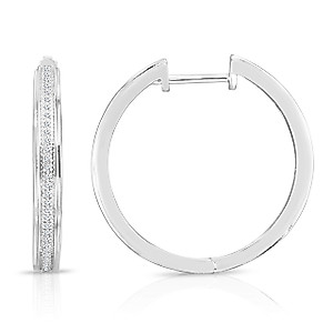 NATALIA DRAKE 1/10 Cttw Diamond Hoop Earrings for Women in Rhodium Plated 925 Sterling Silver Color HI/Clarity I2-I3