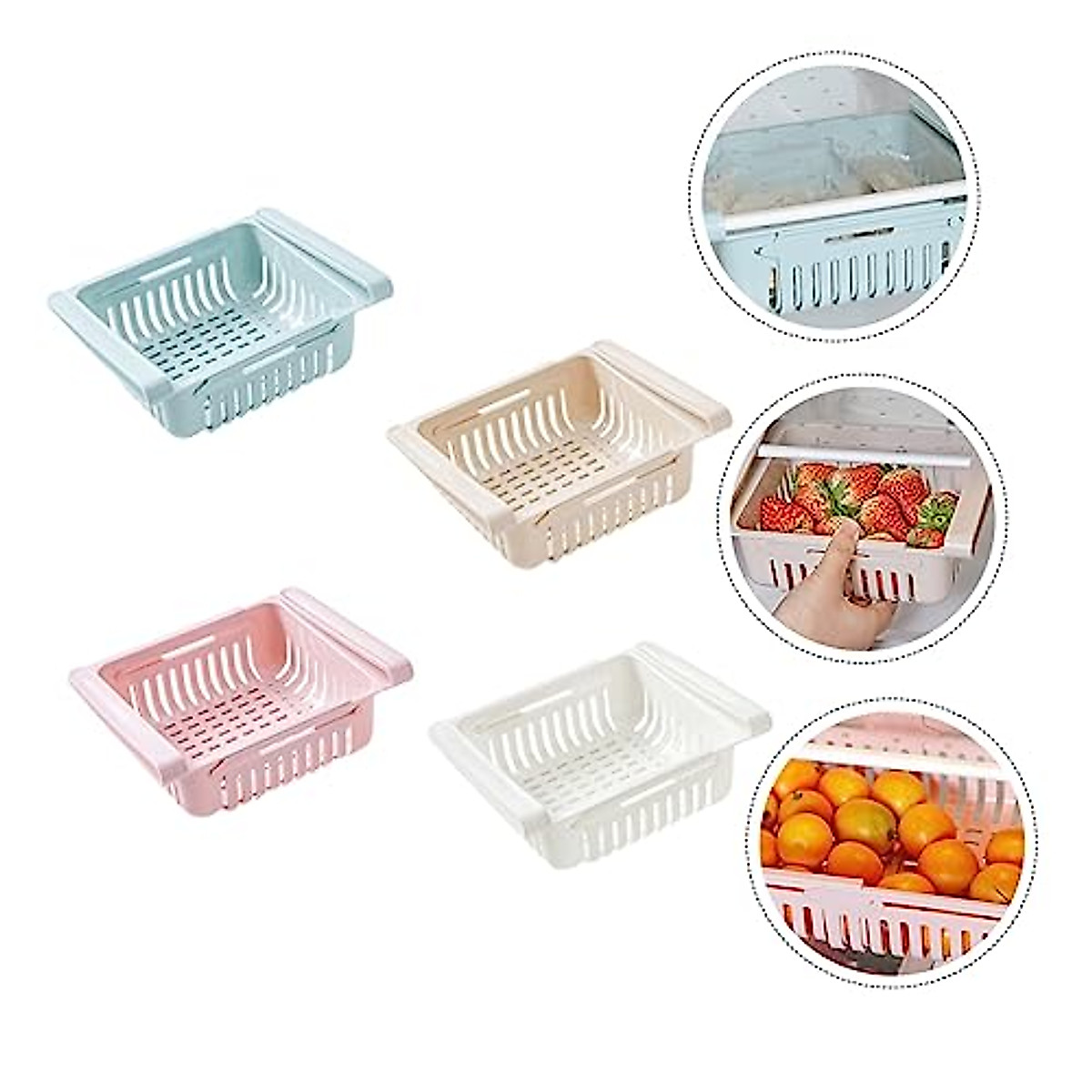 Amosfun 4pcs Storage Rack Fridge Space Saver Drawers Pallet Racking Refrigerator Out Bin Sliding Refrigerator Drawers Refrigerator Containers Pull Out Fridge Drawer Vegetable Pp Fruit Box