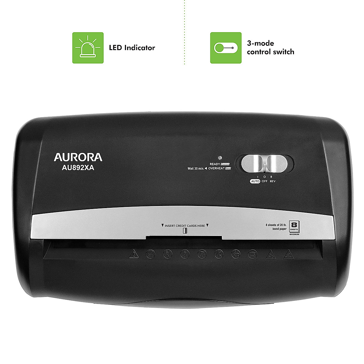 Aurora 8-Sheet Crosscut Paper and Credit Card Shredder, Security P-4