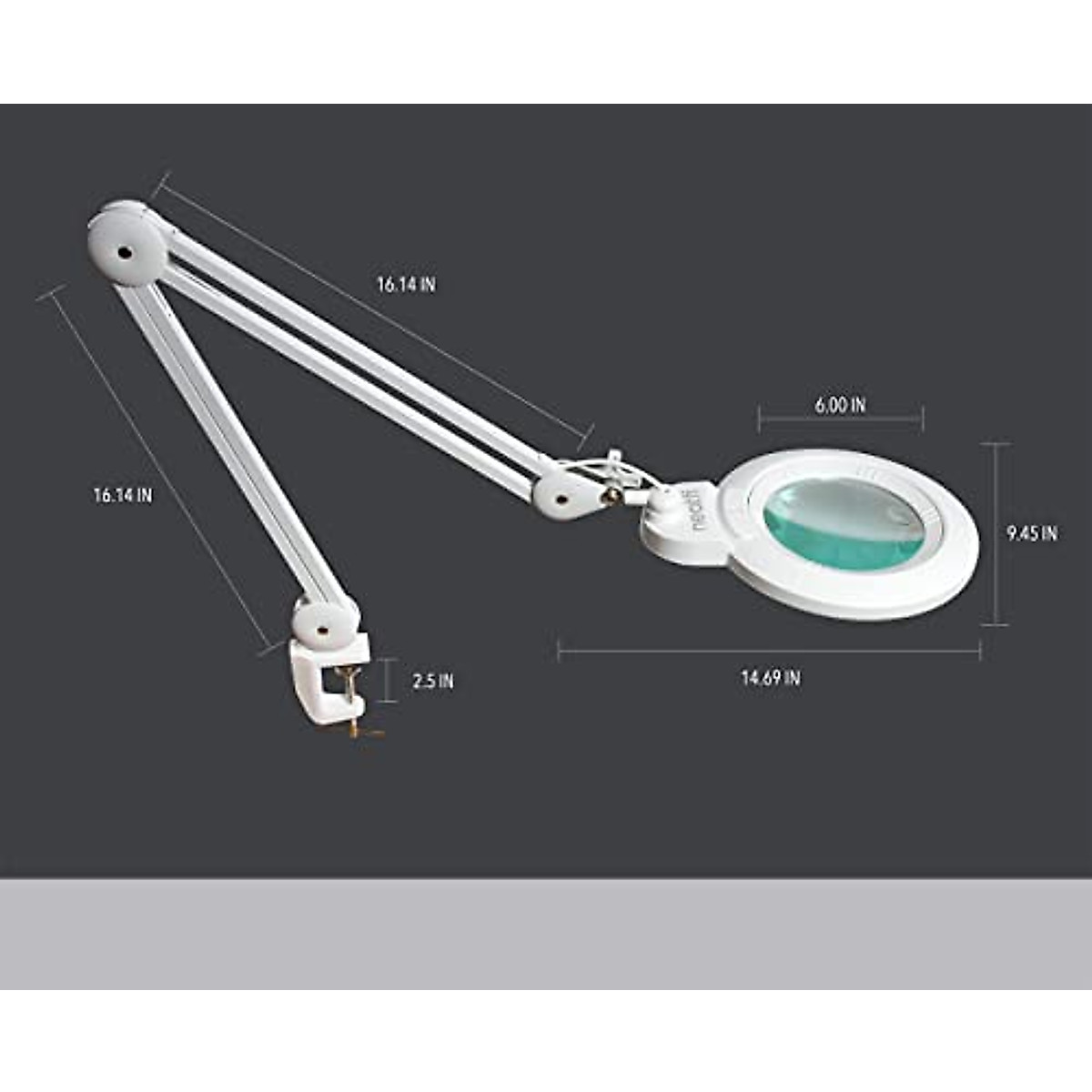 Neatfi XL Bifocals 1,200 Lumens Super LED Magnifying Lamp with Clamp, 3 Light Modes, Correlated Color Temperature Control (3000K-4500K-6000K), 12W, 120 Pcs SMD LED (White, 6 Inch Lens)