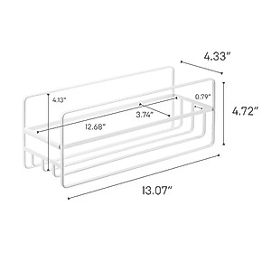 Yamazaki Home Mug Cabinet Organizer, Coffee Cup Holder for Kitchen, Glass and Bottle Stand for Drawer, Metal with Silicone Handle | Steel, One Size, White