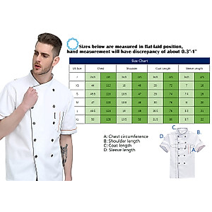 XINFU Unisex Chef Coat Short Sleeve Thin & Comfortable Kitchen Chef Uniform for Men Women, Red A, US:L(Label:3XL)
