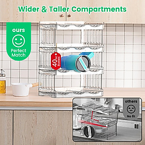 Phsycolv Water Bottle Organizer Compatible with Stanley 40oz Tumbler with Handle, 4 Pack Stackable Cup Organizer for Cabinet, Pantry Kitchen Organizers and Storage for Cup Accessories, Wine Rack Gift