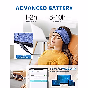 Lavince Bluetooth Headband, Sleep Headphones Sports Headband Headphones Noise Cancelling Sleeping Headphones Earbuds for Sleep,Workout,Running,Yoga,Travel, for Women Men