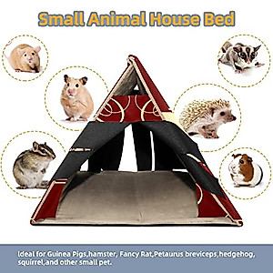 enheng Small Pet Hideout Red Merry Christmas Hamster House Guinea Pig Playhouse for Dwarf Rabbits Hedgehogs Chinchillas