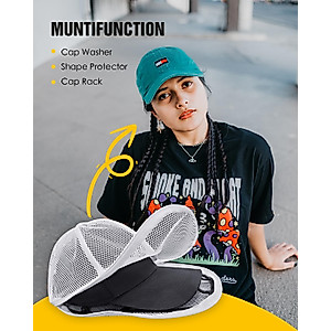 iyes.top Hat Washer for Baseball Caps, Collapsible Ball Hat Cleaner Cage for Washing Machine & Dishwasher - Ballcap Shaper Protector Holder with Rack Frame for Laundry