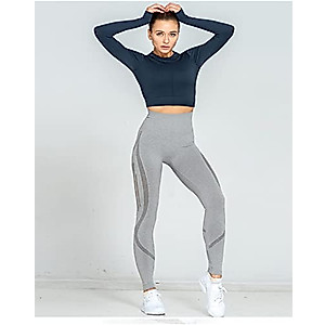 Redqenting High Waisted Seamless Leggings for Women Tummy Control, Squat Proof Workout Yoga Pants Gray