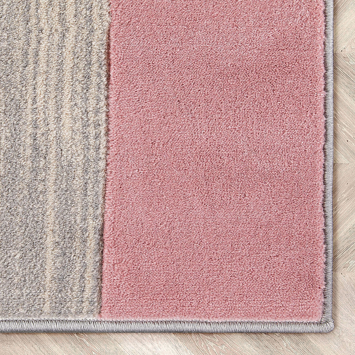 Well Woven Lane Blush Pink Modern Geometric Boxes & Squares Pattern Area Rug 5x7 (5'3" x 7'3")