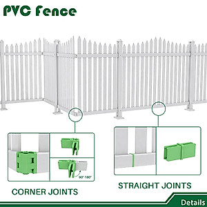 Goleray Outdoor Vinyl Fence (1Set), W84 X H36 Garden Fence Panels White Picket Fence Privacy Screen PVC Fencing for Yard Patio Decorative Air Conditioner Fence(34 Pickets,Scalloped)