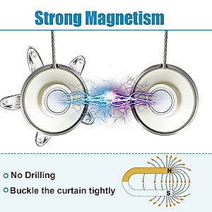 KOLAKO Curtain Tiebacks, Magnetic Curtain Holdbacks Silver Crystal Drapery Magnet Pearl Decorative Modern Curtain Buckle Starfish Metal Curtain Holders No Drill, Ties Backs for Curtains 4 Pack