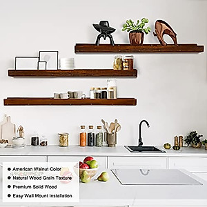 Floating Shelves Wood 36 Inches Long A4 Deep with Removable Dividers, Wall Shelves Wall Shelf, Rustic Floating Bookshelf, Wall Shelves for Bedroom, Long Picture Ledge Shelf Shelfs, Wall Bookshelf