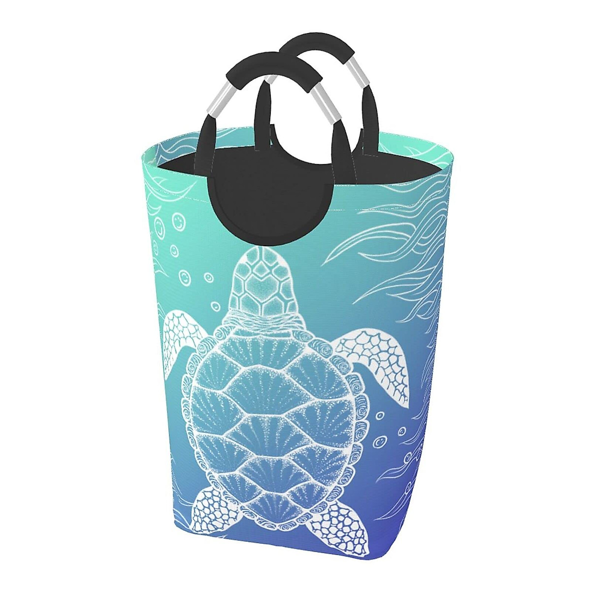 Duduho Sea Turtle Ocean Animal Laundry Basket with Handles Laundry Hamper Toys Storage Organizer Foldable Bucket Washing Bin Dirty Clothes Bag for Home Bathroom Bedroom Dorm