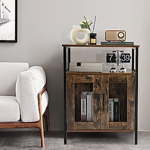 PETSITE Wine Bar Cabinet, Home Liquor Cabinet with Removable Wine Rack and Glass Holder, Coffee Bar Cabinet with Storage, Industrial Sideboard Buffet Cabinet with Mesh Doors for Kitchen